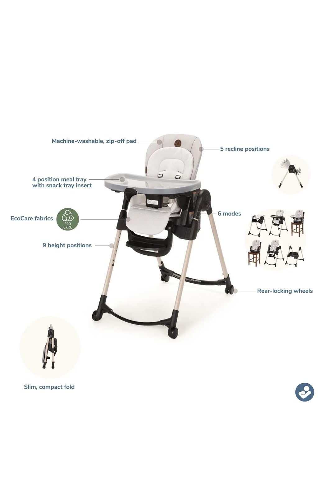 Maxi Cosi Minla High Chair in Onyx Sand – piccolinobaby
